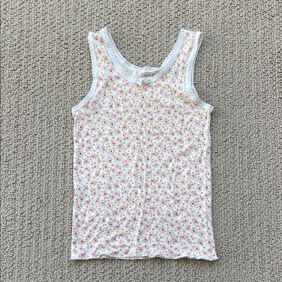 total girl | Shirts & Tops | Total Girl Pink And White Floral Tank Top ...